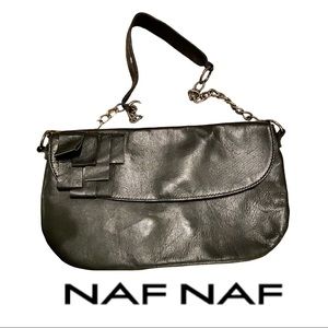 NAF NAF | Bags | Naf Naf Sheep Leather Black Chained Purse | Poshmark